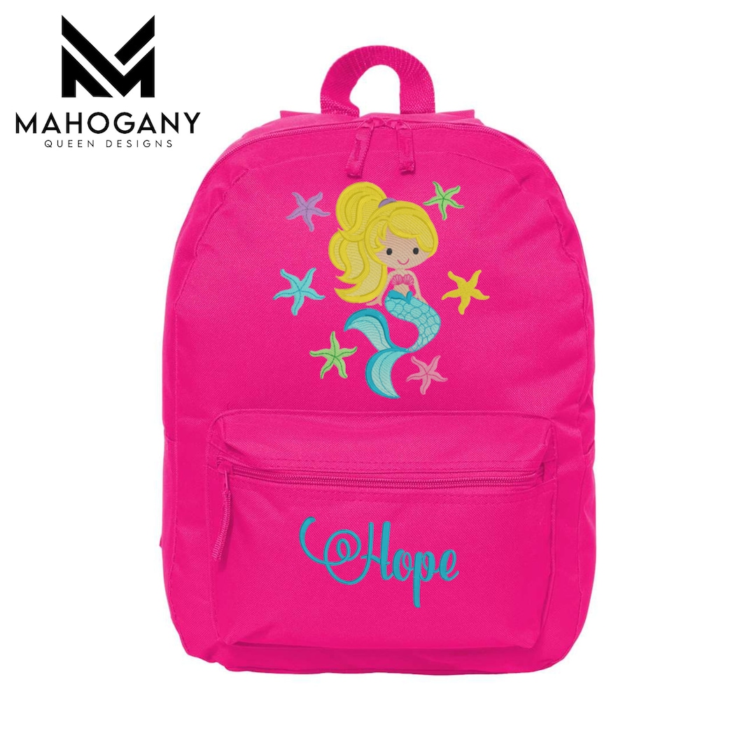 Personalized Girls Backpack, Pink Mermaid Backpack, Back to School ...