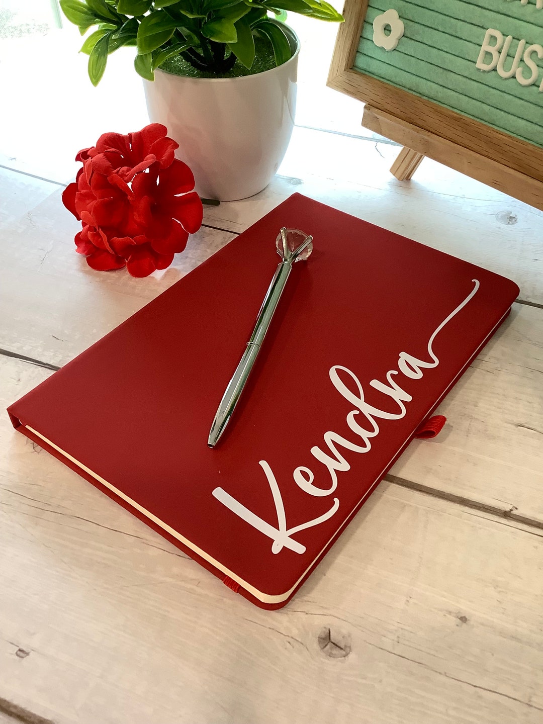 Personalized Journal, Red and White, Notebook, Custom Journal, Custom ...