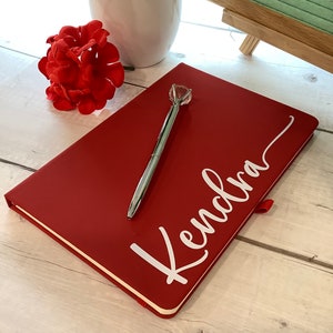 Personalized Journal, Red and White, Notebook, Custom Journal, Custom ...