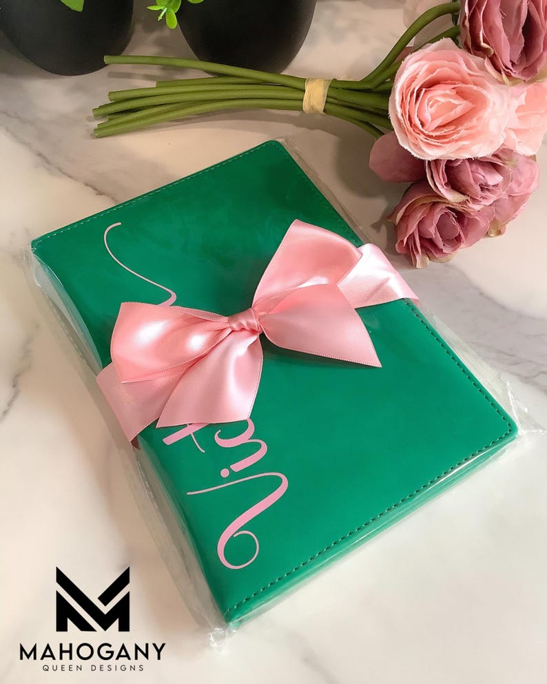 Elegant Personalized Journal, Green and Pink, Notebook, Custom Journal ...