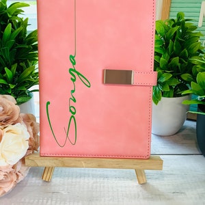 Elegant Personalized Journal, Pink and Green, Notebook, Custom Journal ...
