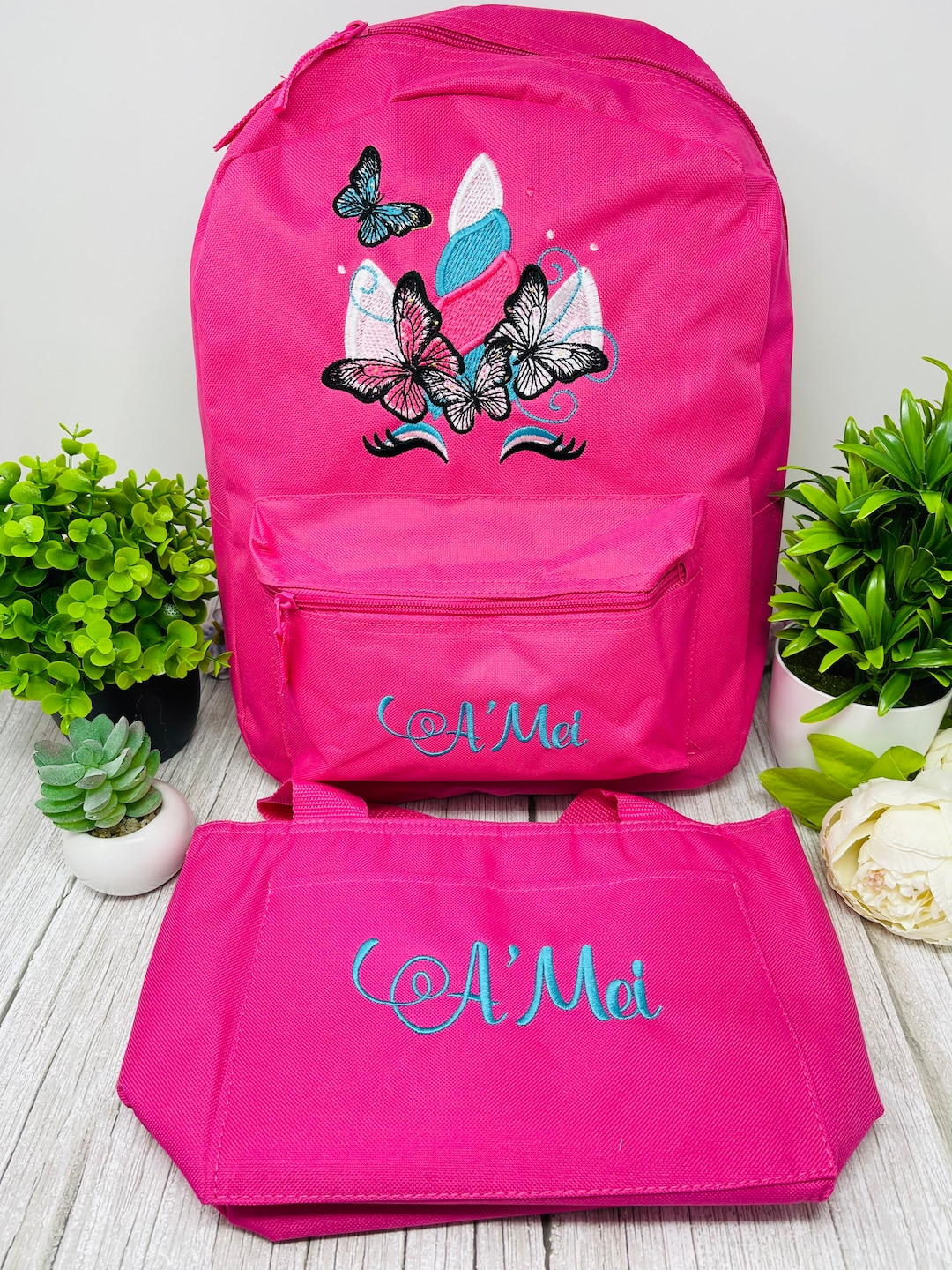 Personalized Girls Backpack, Pink Unicorn Backpack, Lunch Bag, Backpack ...