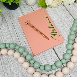 Personalized Journal, Pink and Green, Notebook, Custom Journal, Custom ...