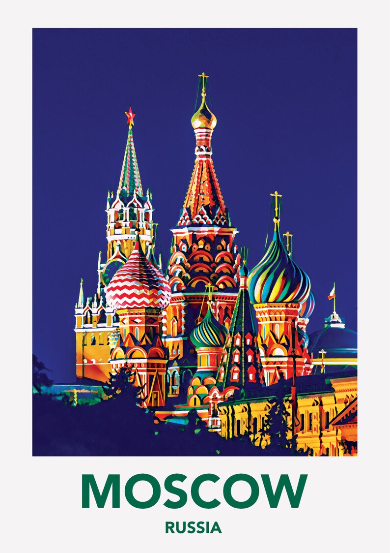 Moscow Russia Vintage Travel Poster - Etsy