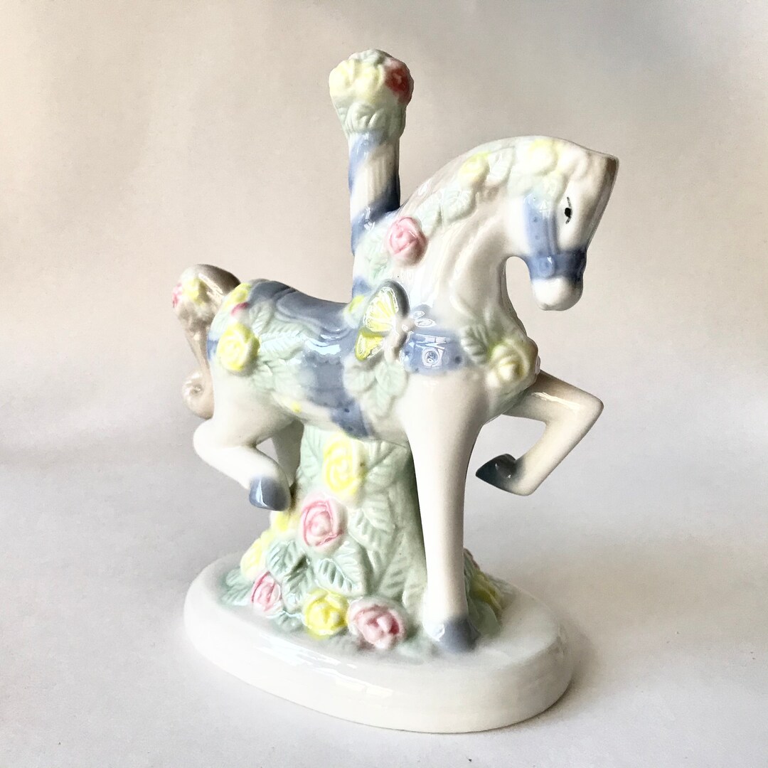 Ceramic Carousel Horse Figurine Vintage K's Collectible - Etsy