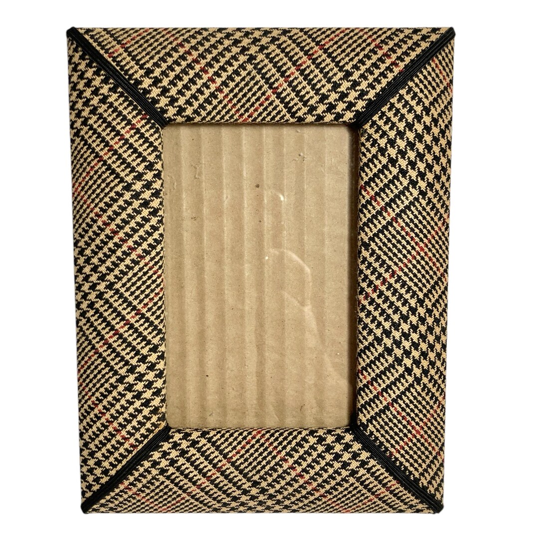 Vintage Houndstooth Plaid Tweed Fabric Photo Picture Frame 4X6 6X8 Tan ...