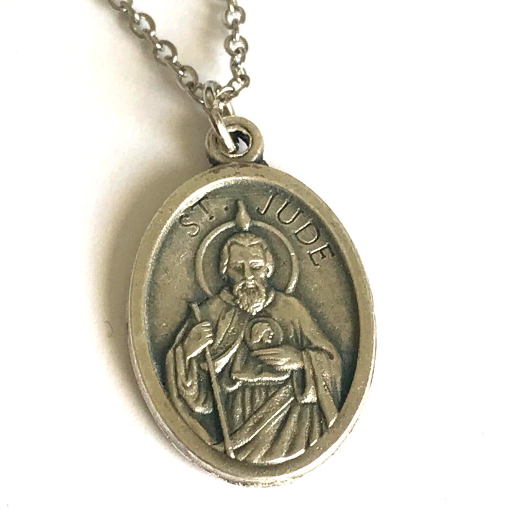 Vintage St Jude Thaddaeus Pendant Necklace Steel 24 - Etsy