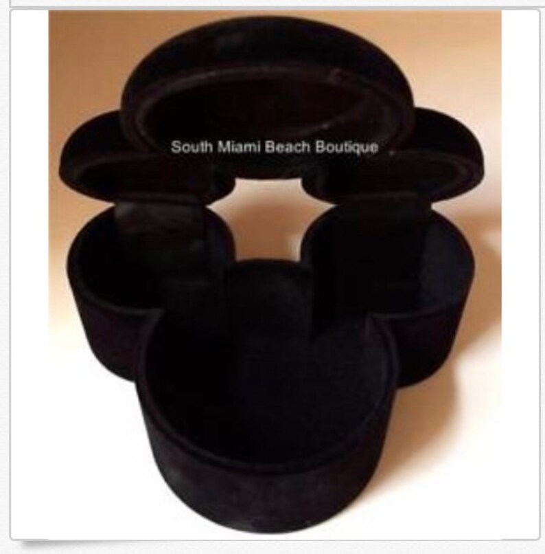 Vintage Disney Mickey Mouse Jewelry Box Keepsake Trinket Black Felt ...