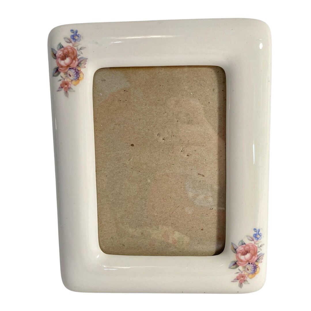 Vintage Ceramic Victorian Pink Flower Picture Photo Frame 4x5" Taiwan ...