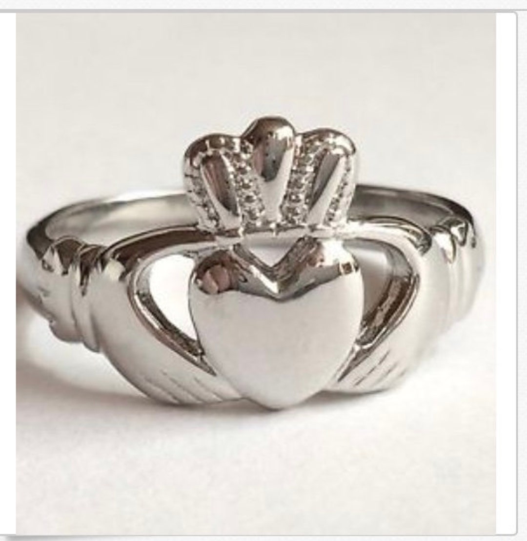 Silver Celtic Irish Claddagh Ring Heart Stainless Steel Friendship Love ...