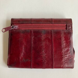 Vintage Lee Sands Eel Skin Bifold Wallet Burgundy Red Korea Zipper ...
