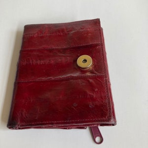 Vintage Lee Sands Eel Skin Bifold Wallet Burgundy Red Korea Zipper ...