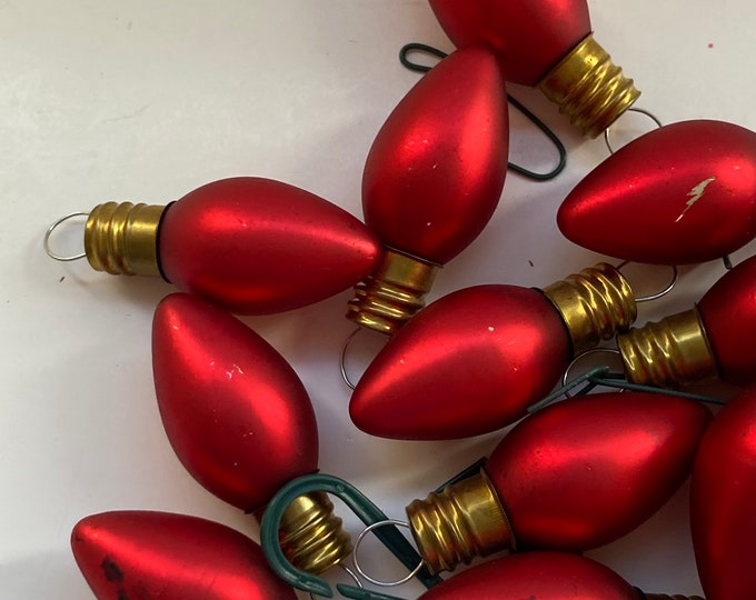 Vintage Christmas Tree Light Bulb Ornaments Red Glass Lot of 23 Holiday ...