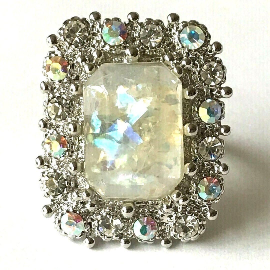Vintage Silver Art Deco Opalescent Cocktail Ring Size 7 Camilla Lucia ... Vintage Silver Art Deco Opalescent Cocktail Ring Size 7 Camilla Lucia ...