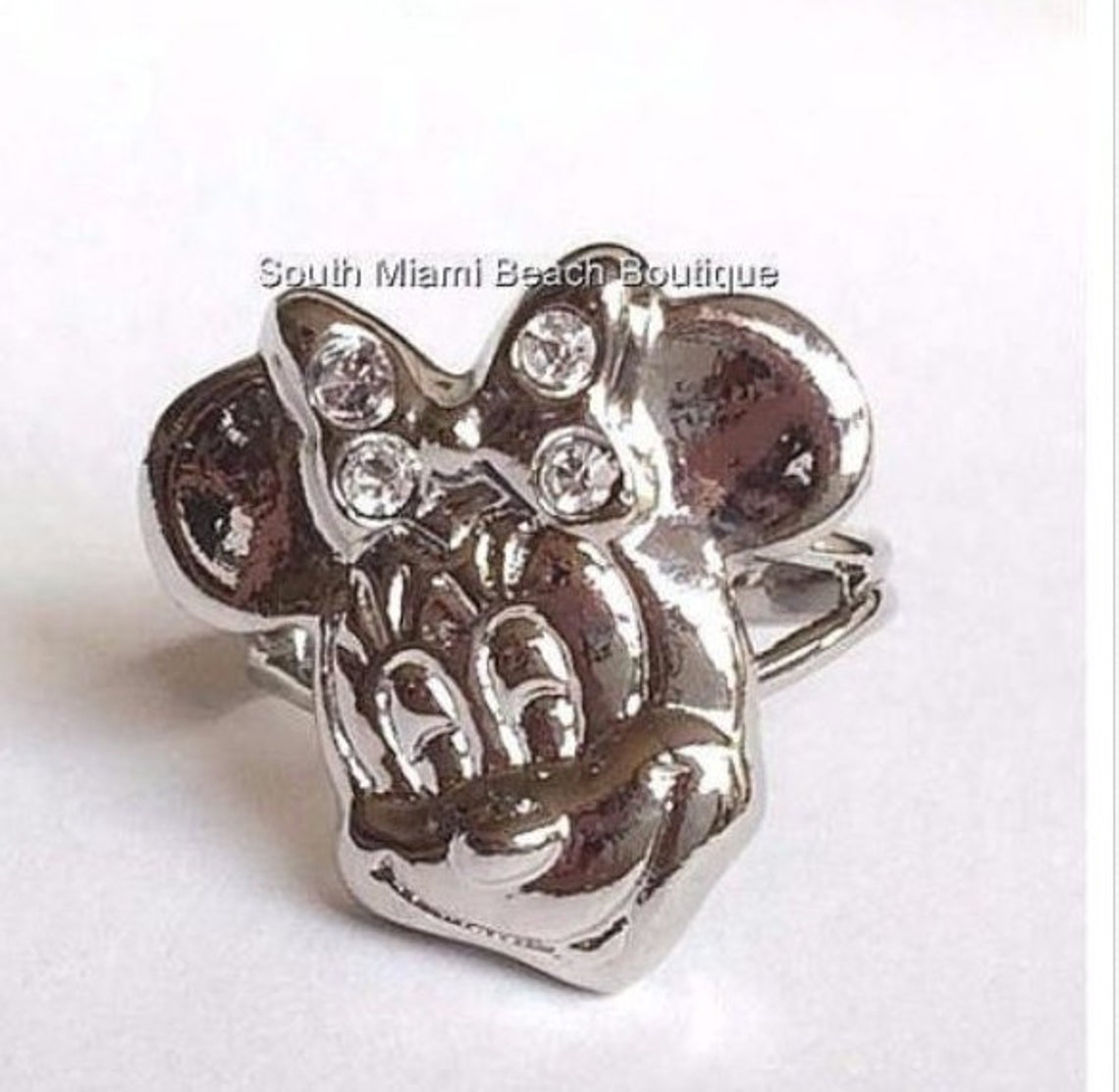 Vintage Disney Minnie Mouse Ring Bow Mickey Silver Plated | Etsy