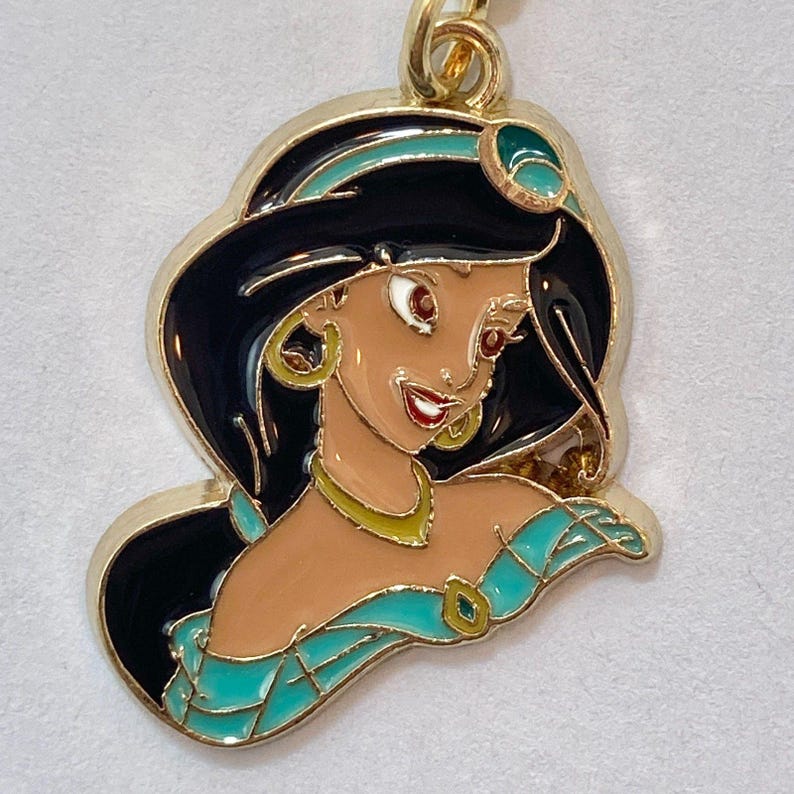 Vtg Disney Princess Jasmine Aladdin Clip on Charm Zipper Pull Bag Purse ...
