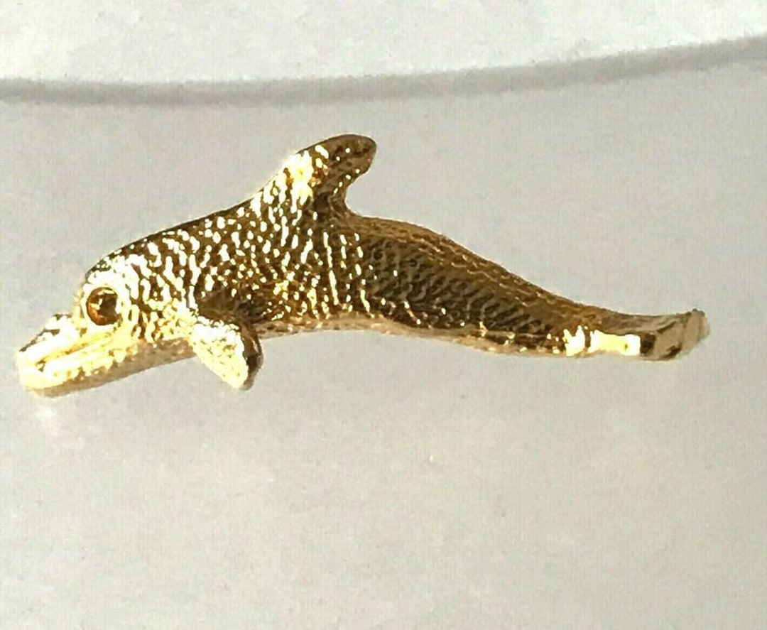 Vintage Gold Dolphin Porpoise Fish Tie Tac Hat Lapel Pin Sea Life ...
