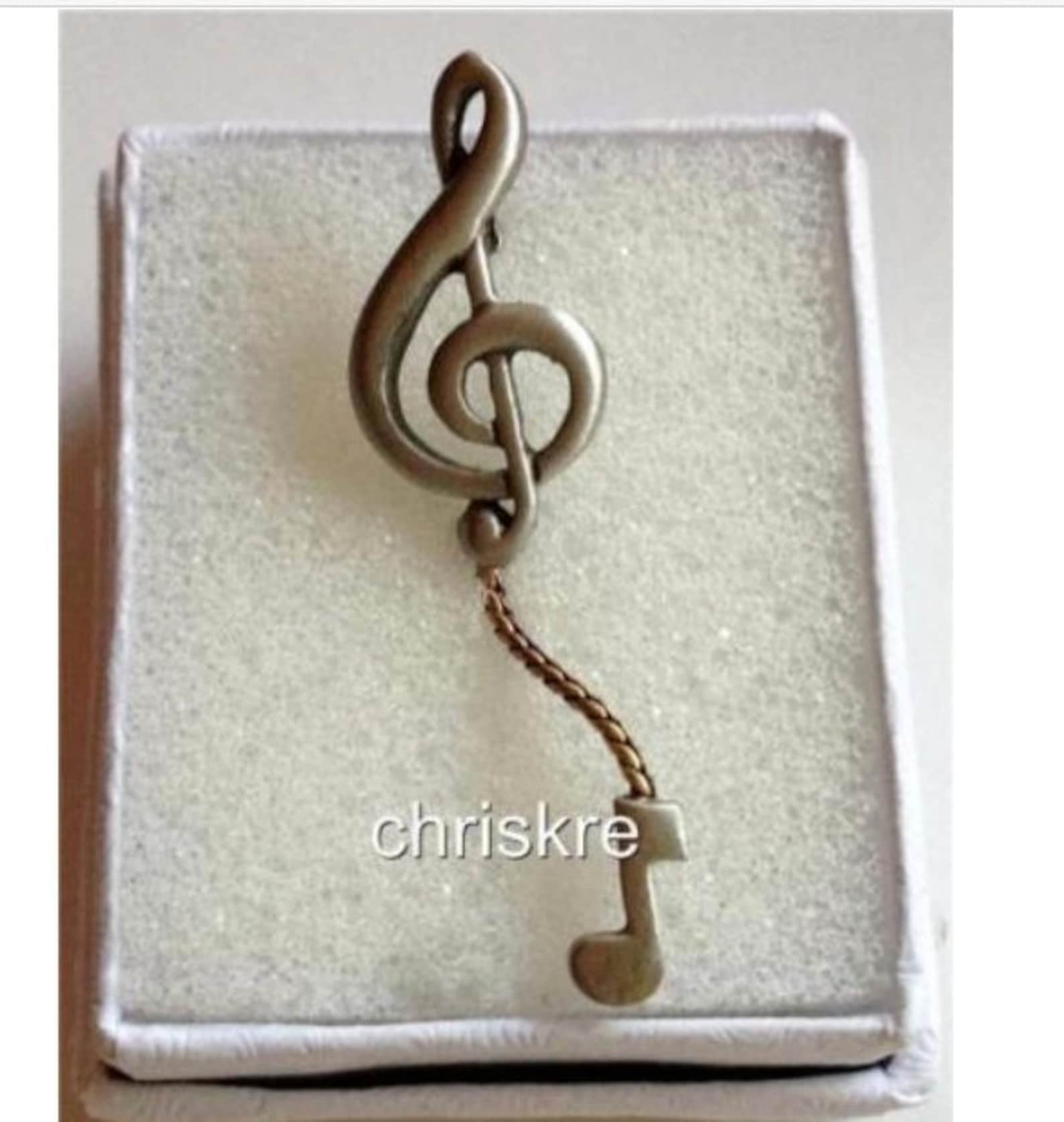 Music Note Pewter Lapel Tie Tac Hat Pin Brooch Musical Clef | Etsy