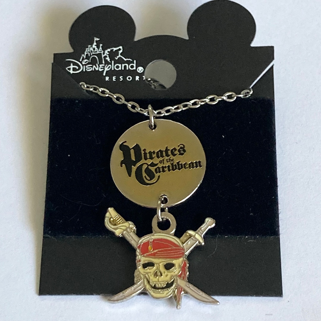 Vintage Disney Pirates of the Caribbean Necklace Charm Skull Crossbones ...