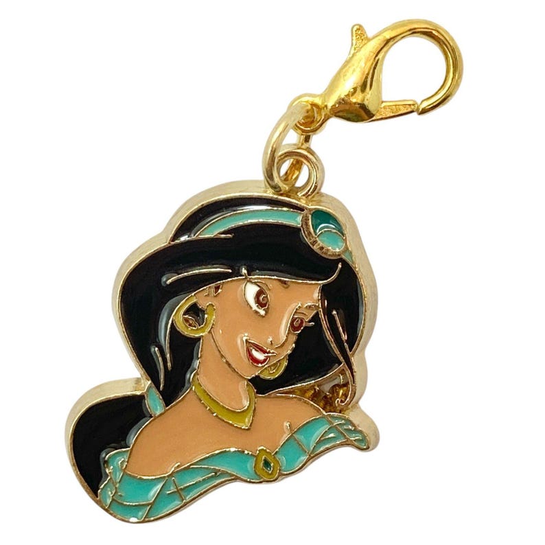 Vtg Disney Princess Jasmine Aladdin Clip on Charm Zipper Pull Bag Purse ...