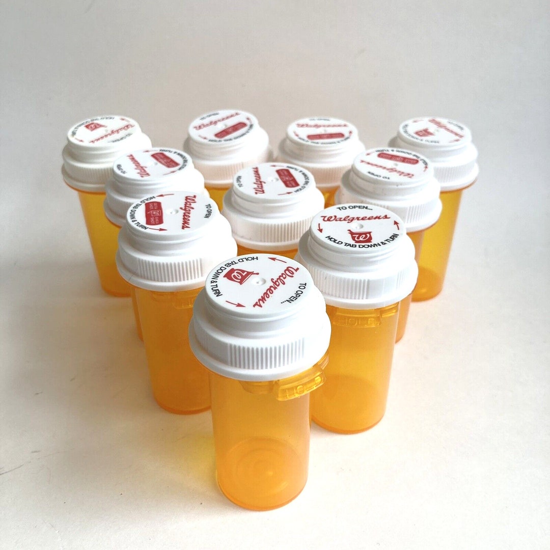 Empty Used Amber Medicine Bottle Lot 10 Small Plastic Bottles Walgreens ...