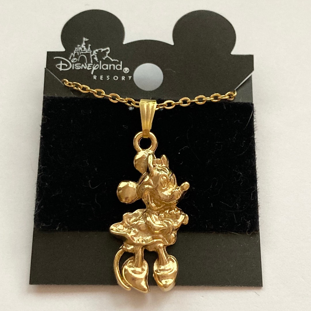 Vintage Disney Minnie Mouse Necklace Pendant Plated 20" Gold Tone Chain ...