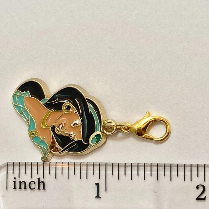 Vtg Disney Princess Jasmine Aladdin Clip on Charm Zipper Pull Bag Purse ...