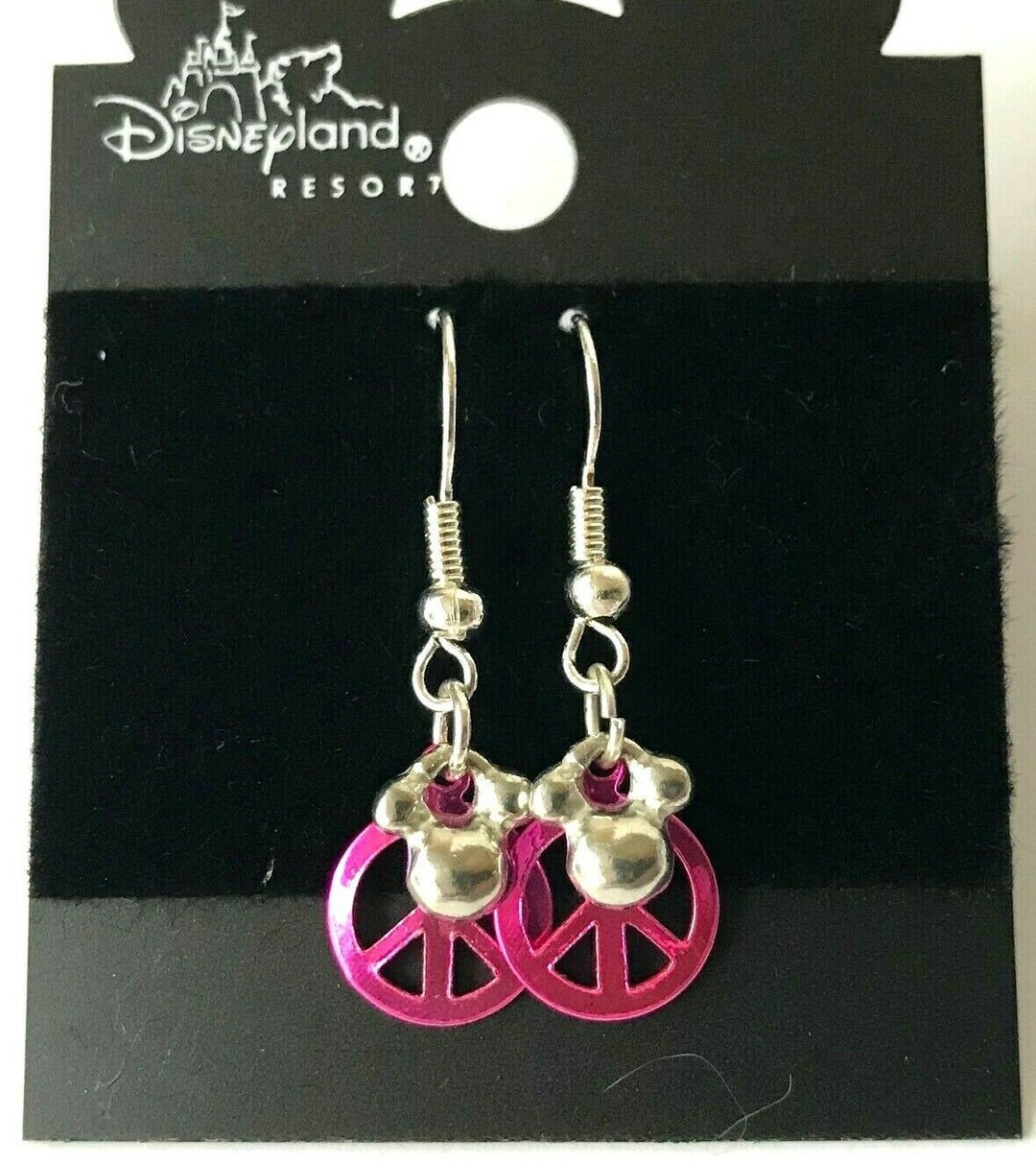 Vintage Disney Mickey Mouse Peace Sign Earrings Disneyana Silver Plated ...
