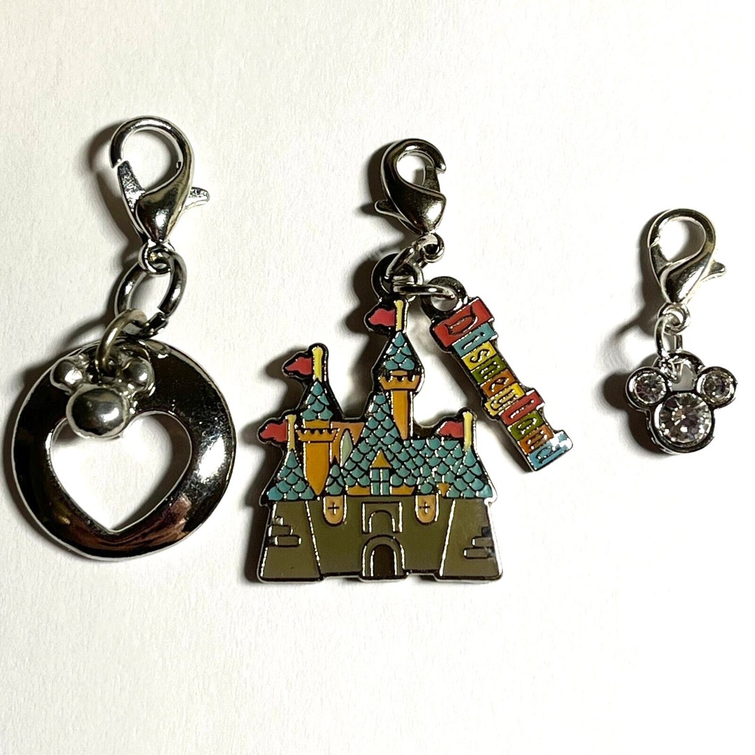 Vintage Disney Charm Lot Cinderella Castle Crystal Mickey Mouse Heart ...