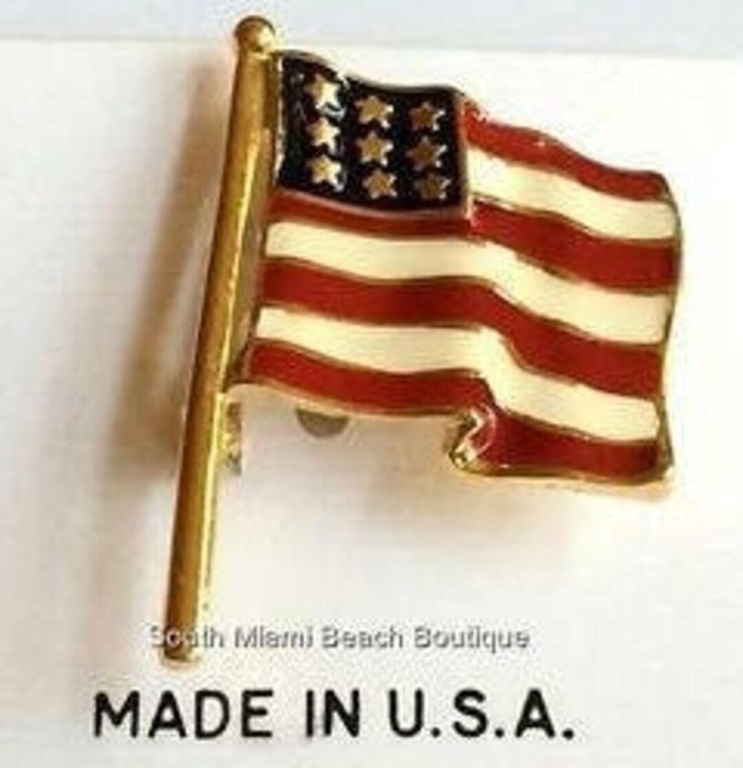 Vintage American Flag Pin Brooch Made in USA Patriotic July 4 Gold ...