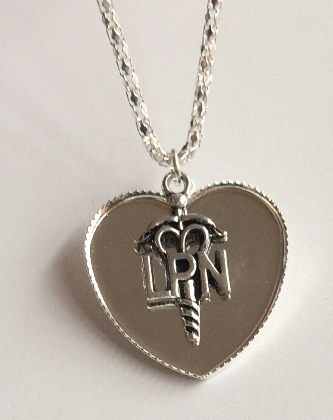 LPN Nursing Caduceus Necklace 22" Pendant Nurse Graduation Gift Silver ...