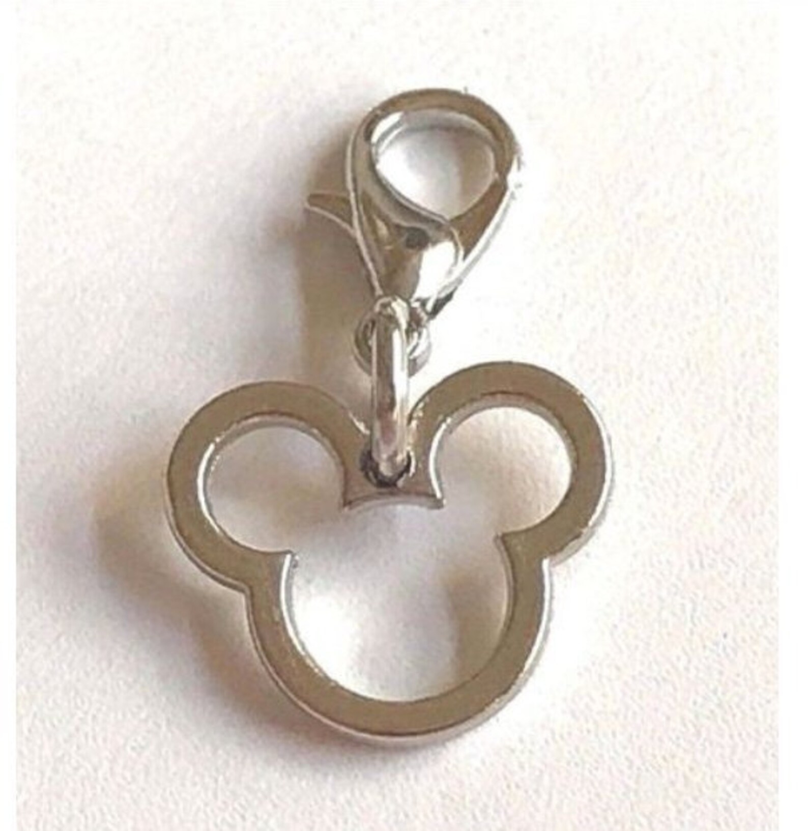 Vintage Silver Mickey Mouse Ears Charm Clip on Disney Bracelet Zipper ...