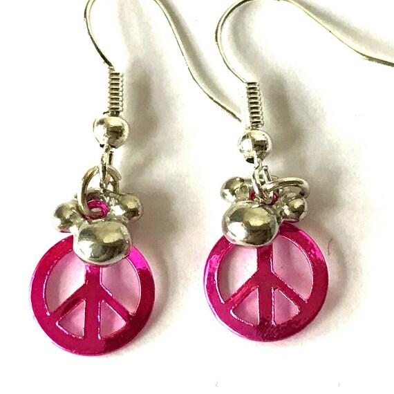 Vintage Disney Mickey Mouse Peace Sign Earrings Disne… - Gem