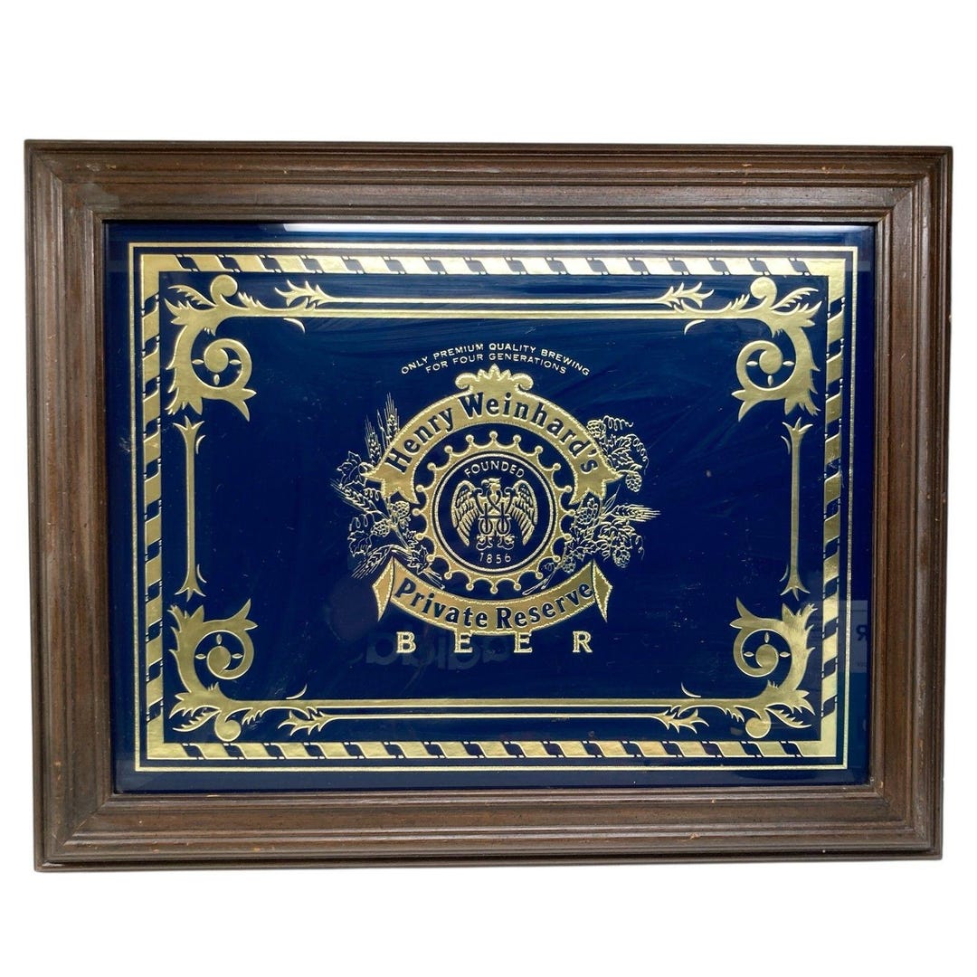 Vintage Henry Weinhards Private Reserve Beer Bar Sign Framed 80s Man ...