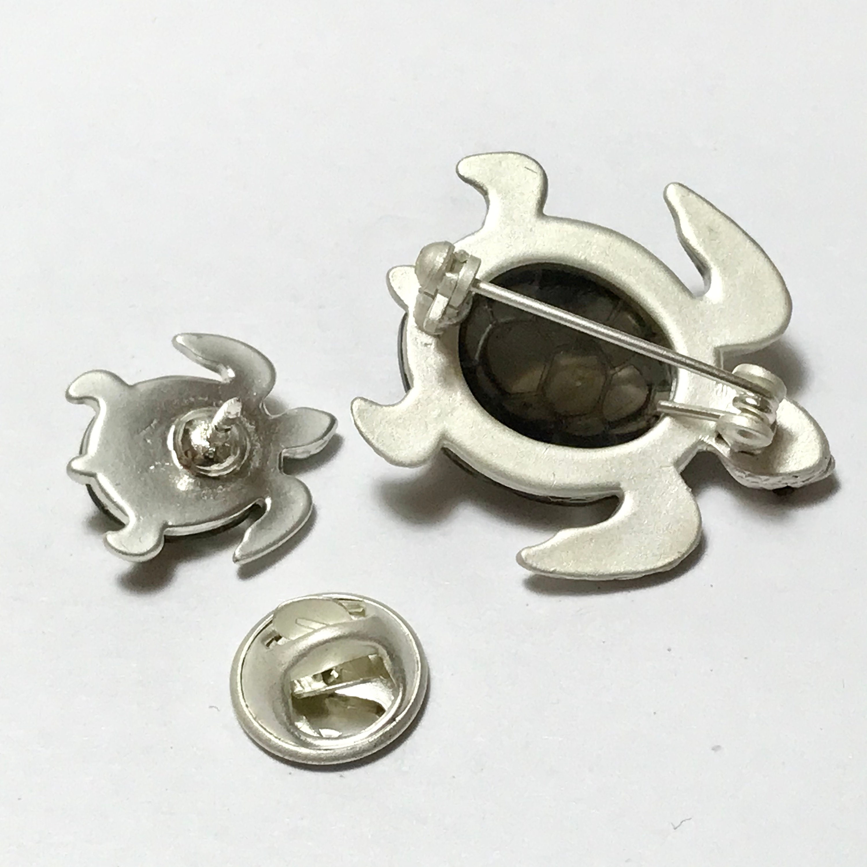 Vintage Amber Sea Turtle Pin Brooch Set Nautical Island Silver Plated ...