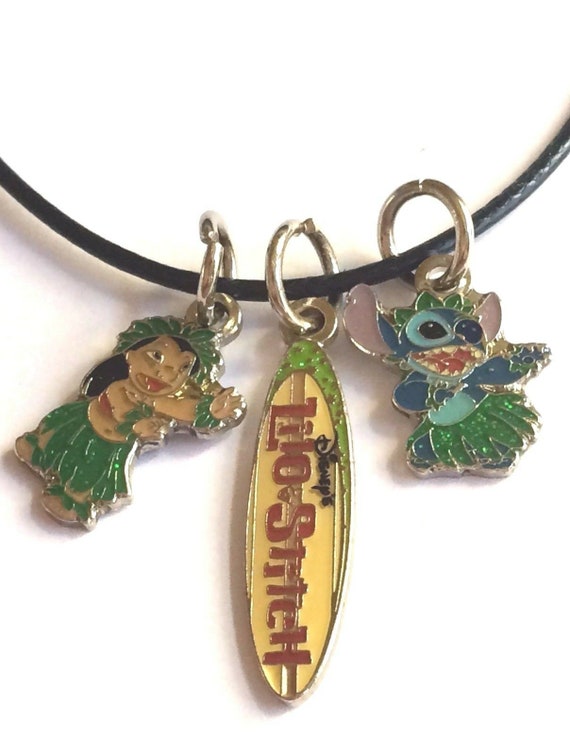 Vintage Lilo & Stitch Necklace Charm Pendant Enamel P… - Gem