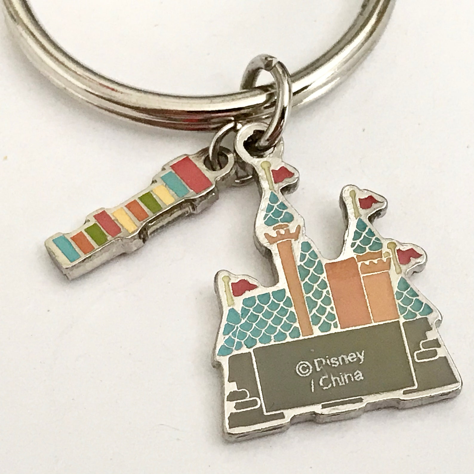 Vintage Disney Disneyland Castle Keychain Keyring Disneyana - Etsy