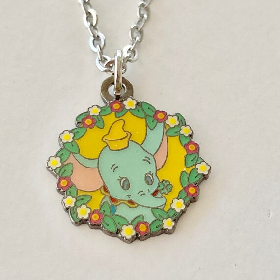Vintage Disney Dumbo Elephant Charm Necklace 20" Disn… - Gem