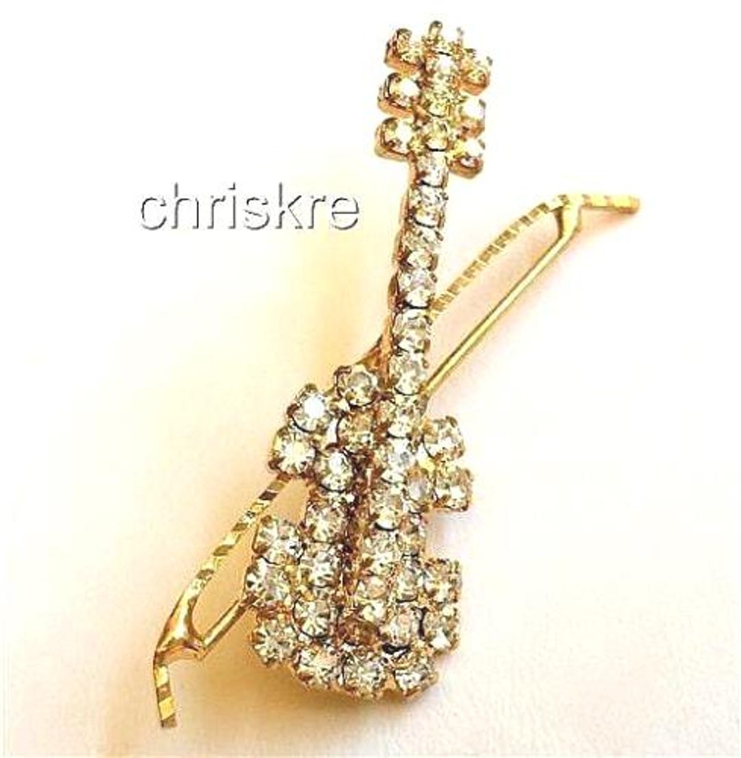 Gold Crystal Violin Fiddle Lapel Pin Tie Tac Pin Brooch Musician ...