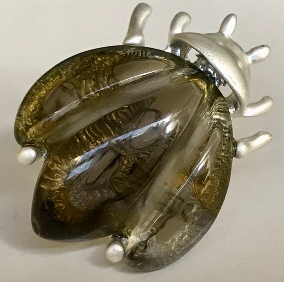 Vintage Silver Beetle Pin Brooch Ladybug Bug Insect B… - Gem