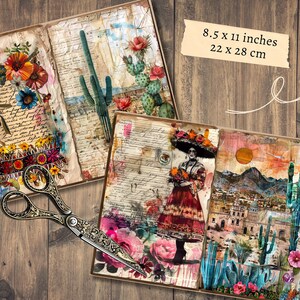 Mexican Fiesta Junk Journal Pages, Digital Scrapbook Paper, Mexico ...
