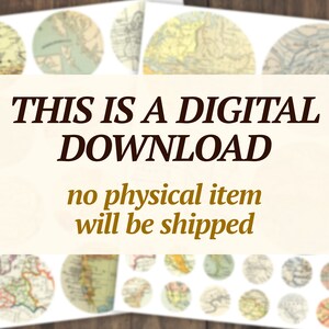 Vintage Map Ephemera Circles 28 Pc Printable World Map Collage Sheet ...