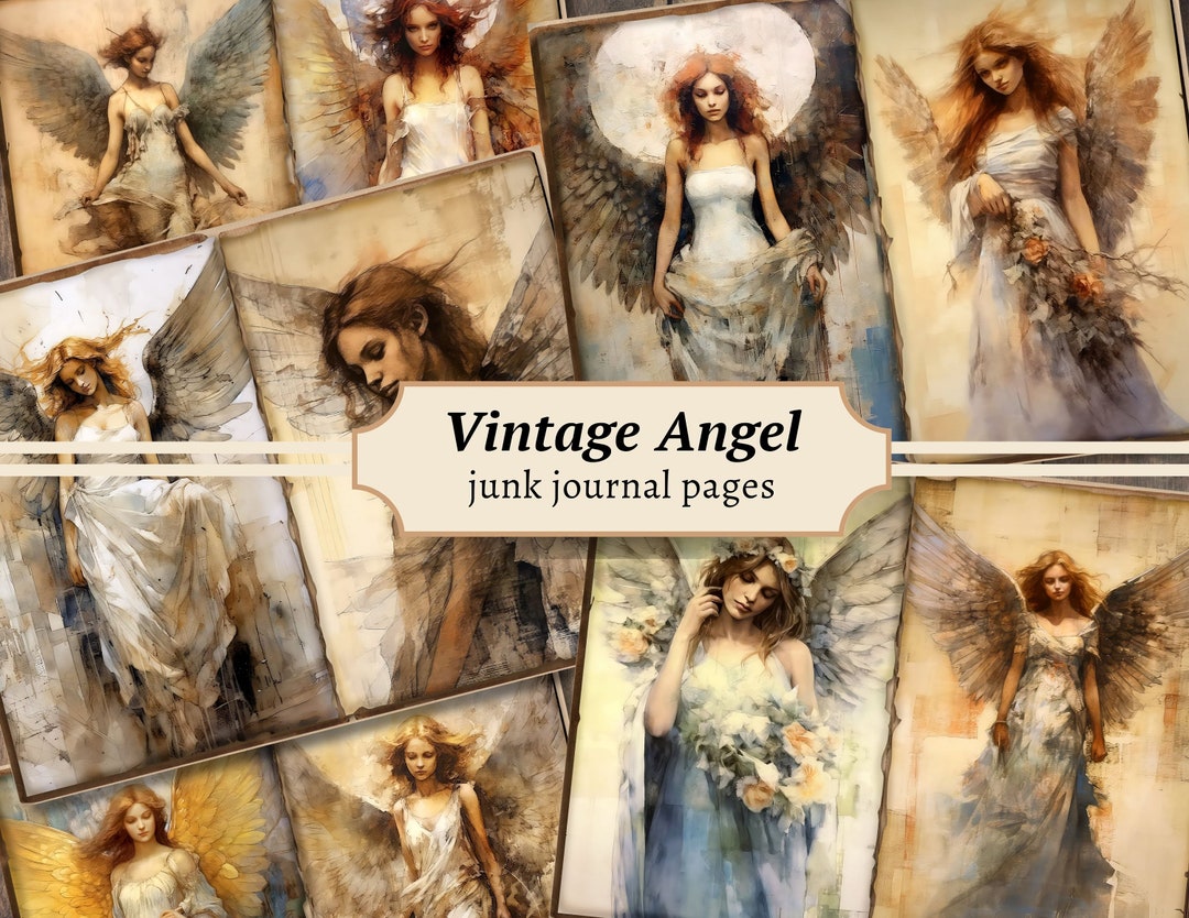 Vintage Angel Junk Journal Pages, Digital Scrapbook Paper Kit, Heavenly ...