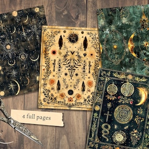 Sacred Pagan Junk Journal Kit, Digital Scrapbook Paper, Green Witch ...