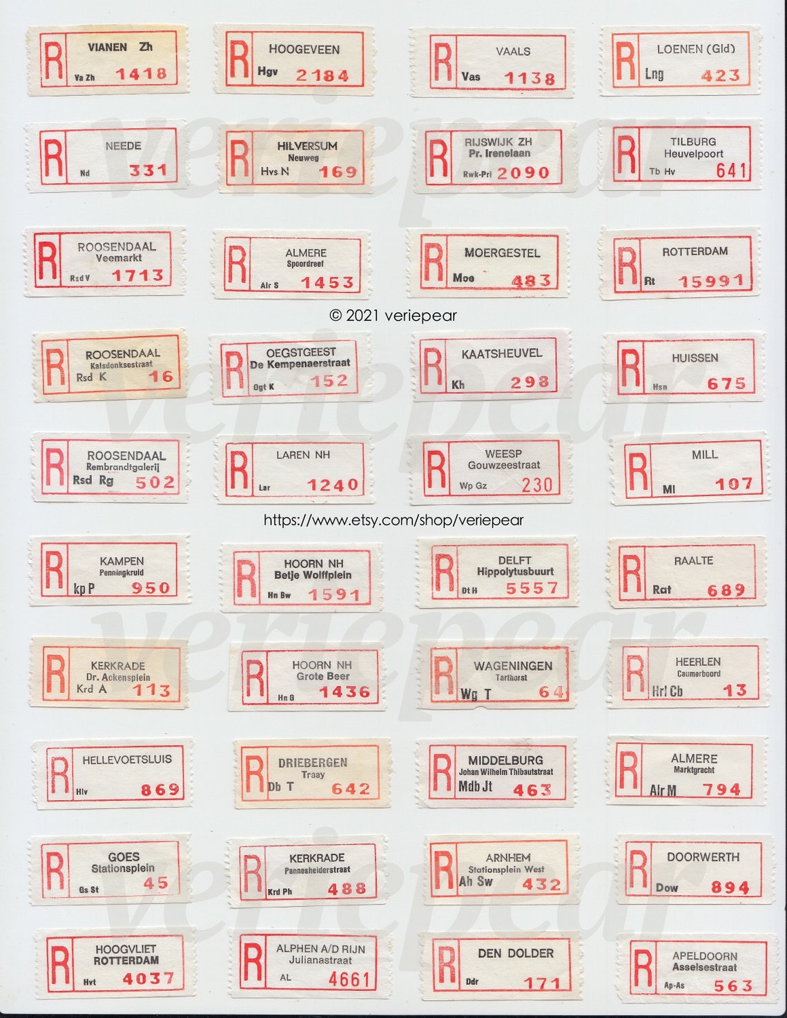 Vintage Registration Labels | 80x | Printable Postal Labels | Used ...
