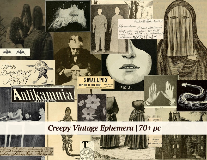 Creepy Vintage Ephemera Digikit 70 Pc Spooky Printables - Etsy