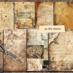 Grunge Neutrals Junk Journal Pages, Digital Scrapbook Kit, Distressed ...