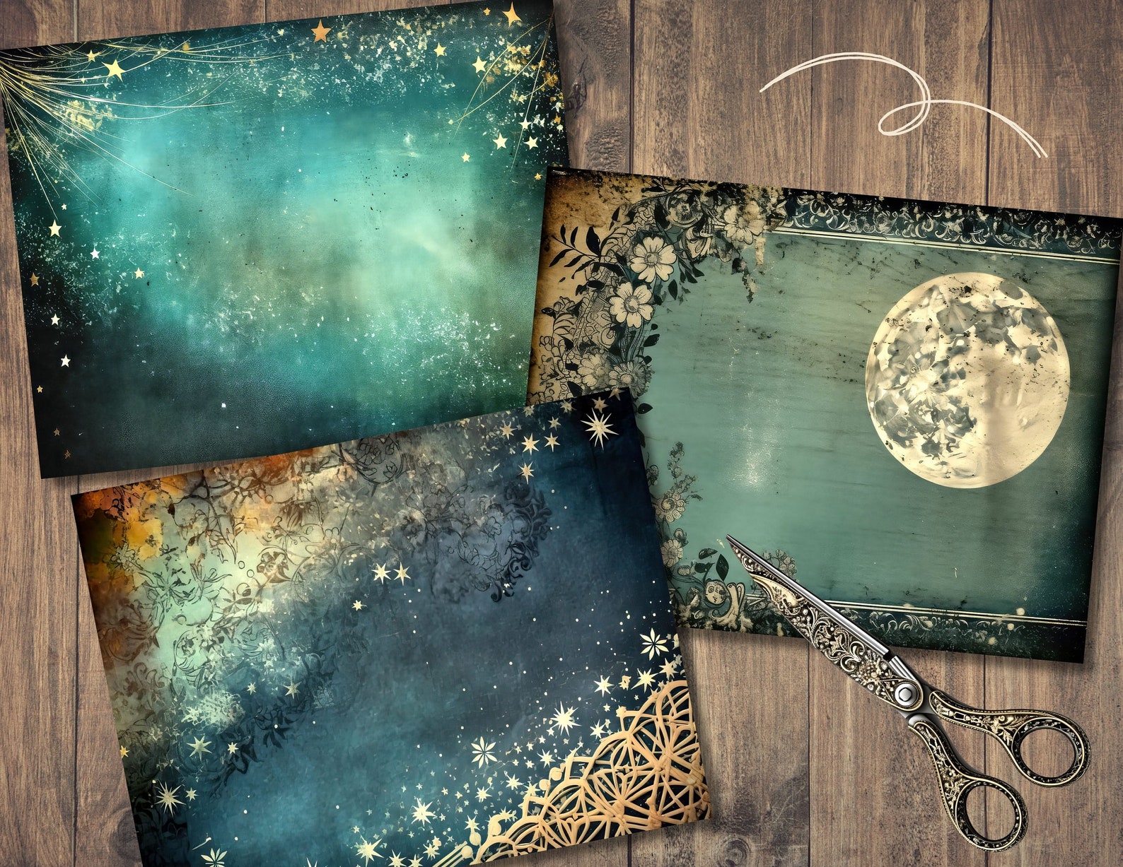 Astronomy Junk Journal Kit, Digital Moon Collage Sheet, Printable ...