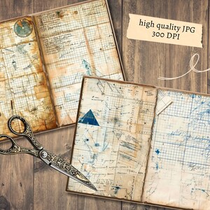 Old School Notes Junk Journal Pages, Digital Scrapbook Paper Kit, Study ...