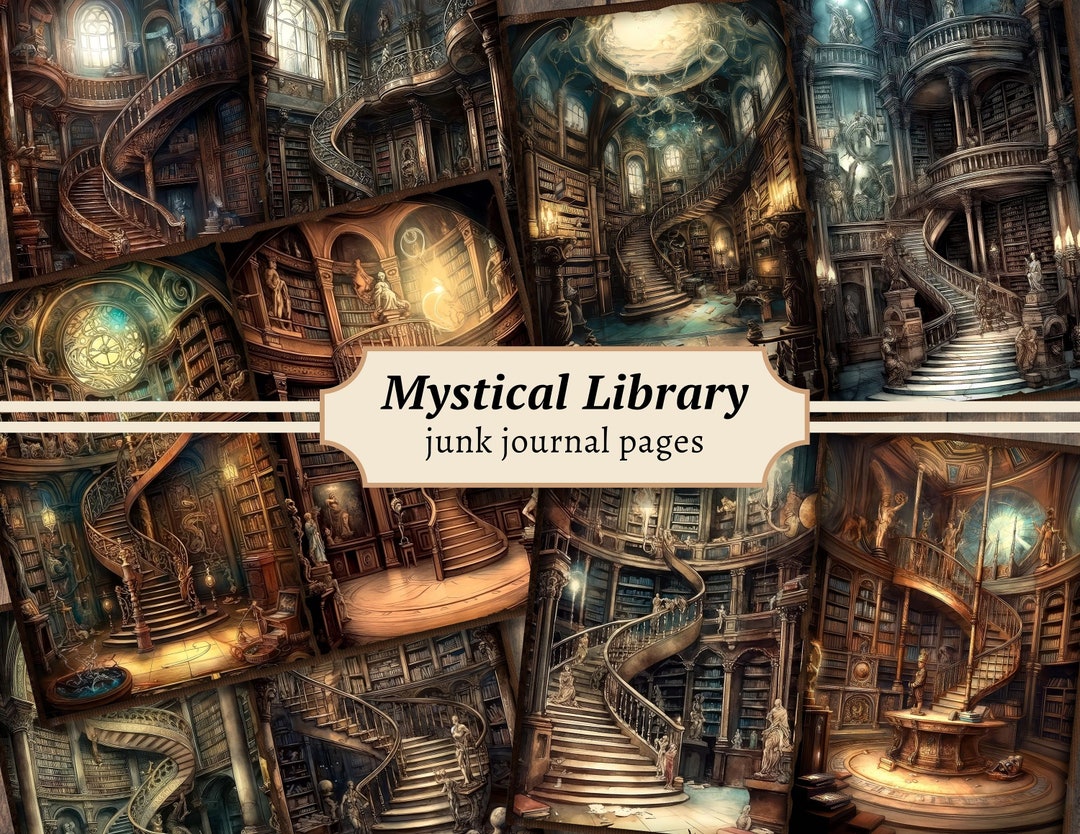 Mystical Library Junk Journal Pages, Digital Scrapbook Paper Kit ...